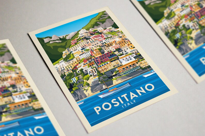 Positano Italy Print / Positano Illustration / Travel Gifts / | Etsy