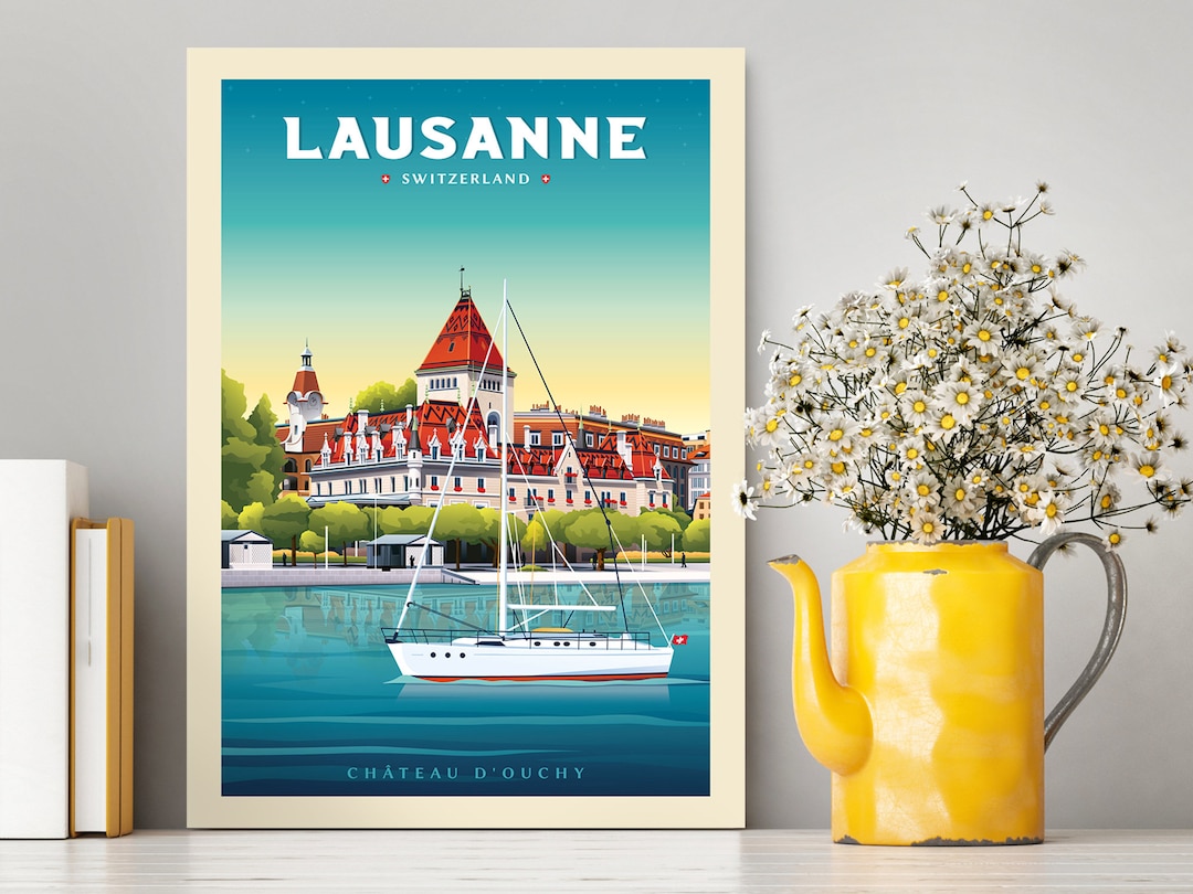 Lausanne Switzerland Travel Poster Print / Lausanne Vintage ...