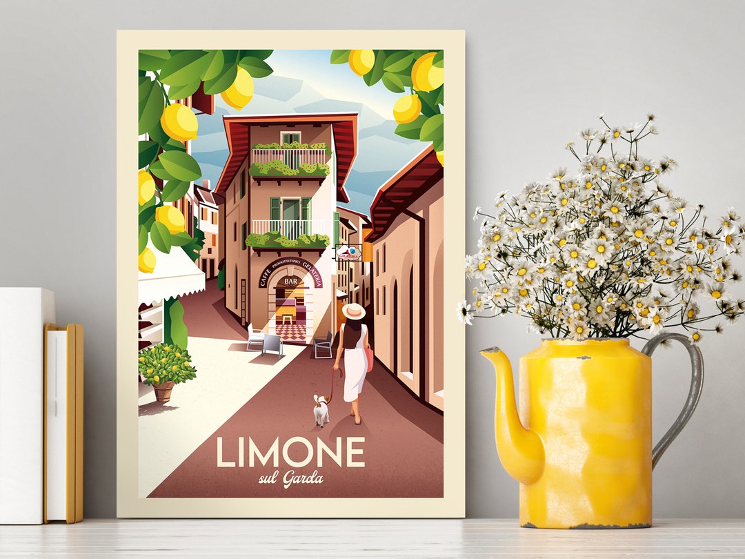 Limone Sul Garda Lake Garda Italy Travel Poster Retro Style / Limone ...