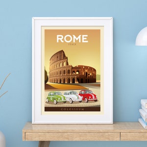 Rome Italy Yellow Poster / Rome Illustration / Colosseum Poster ...