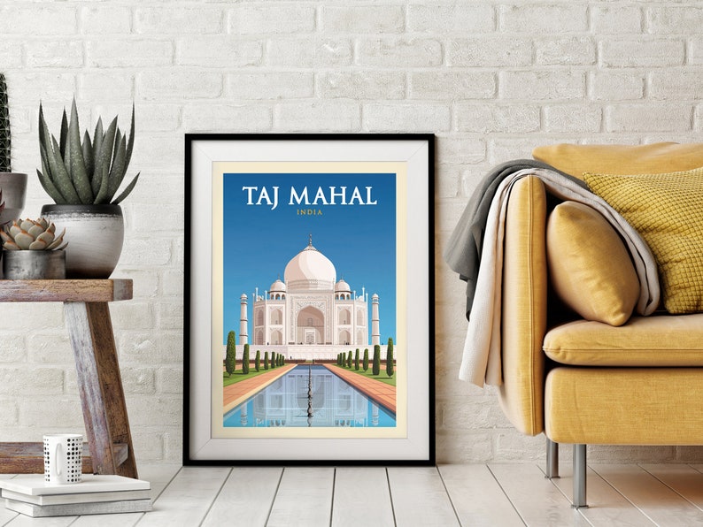 Taj Mahal India Travel Poster Print / Taj Mahal Vintage | Etsy