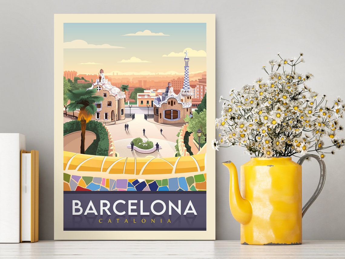 Barcelona City Print / Spain Travel Poster / Barcelona City - Etsy