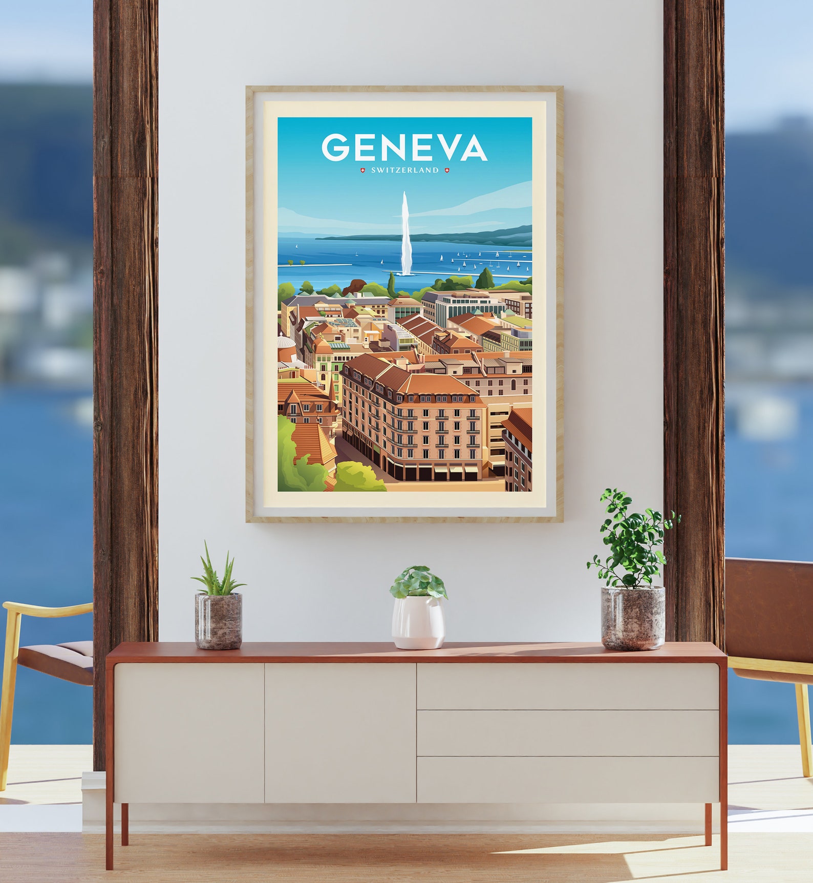 Geneva Switzerland Travel Poster Print / Geneva Vintage - Etsy
