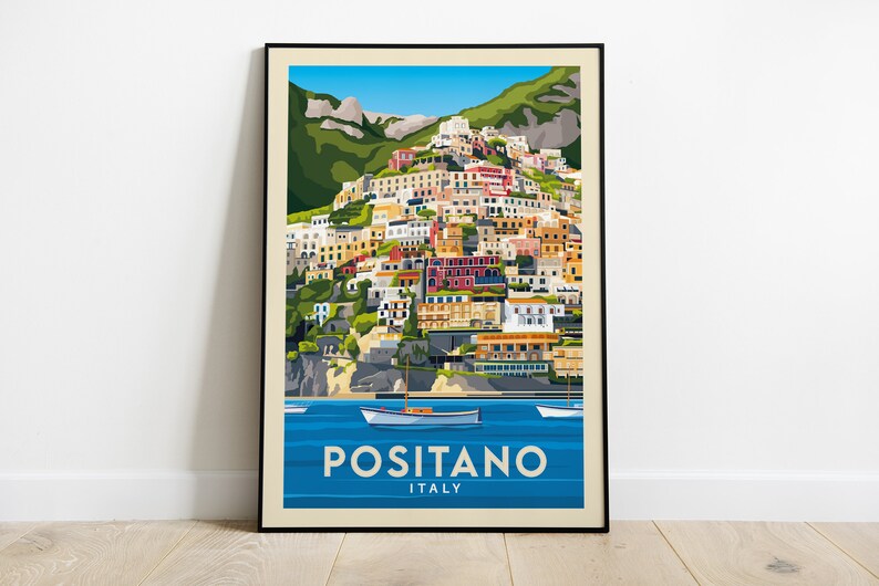 Positano Italy Print / Positano Illustration / Travel Gifts / | Etsy