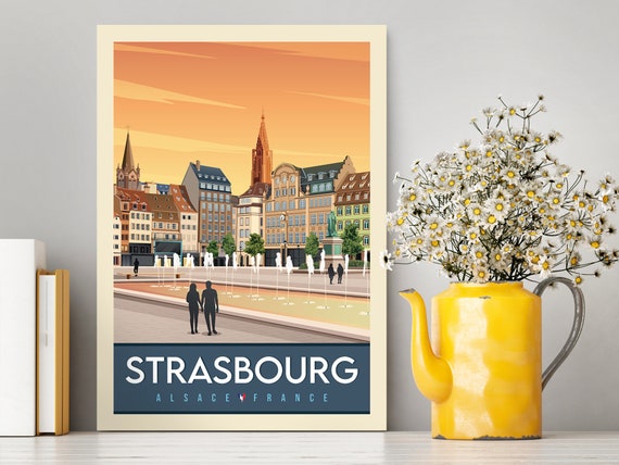 Strasbourg France Travel Poster / Strasbourg Illustration / - Etsy