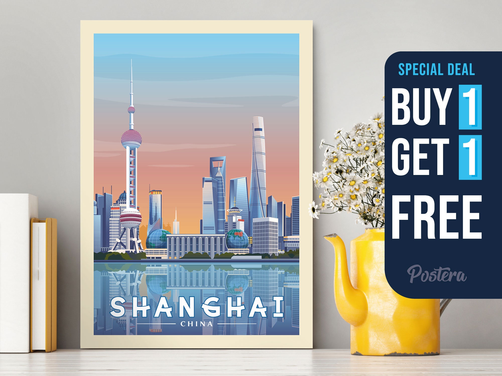 Shanghai China Printed Travel Poster Wall Art Decor World | Etsy