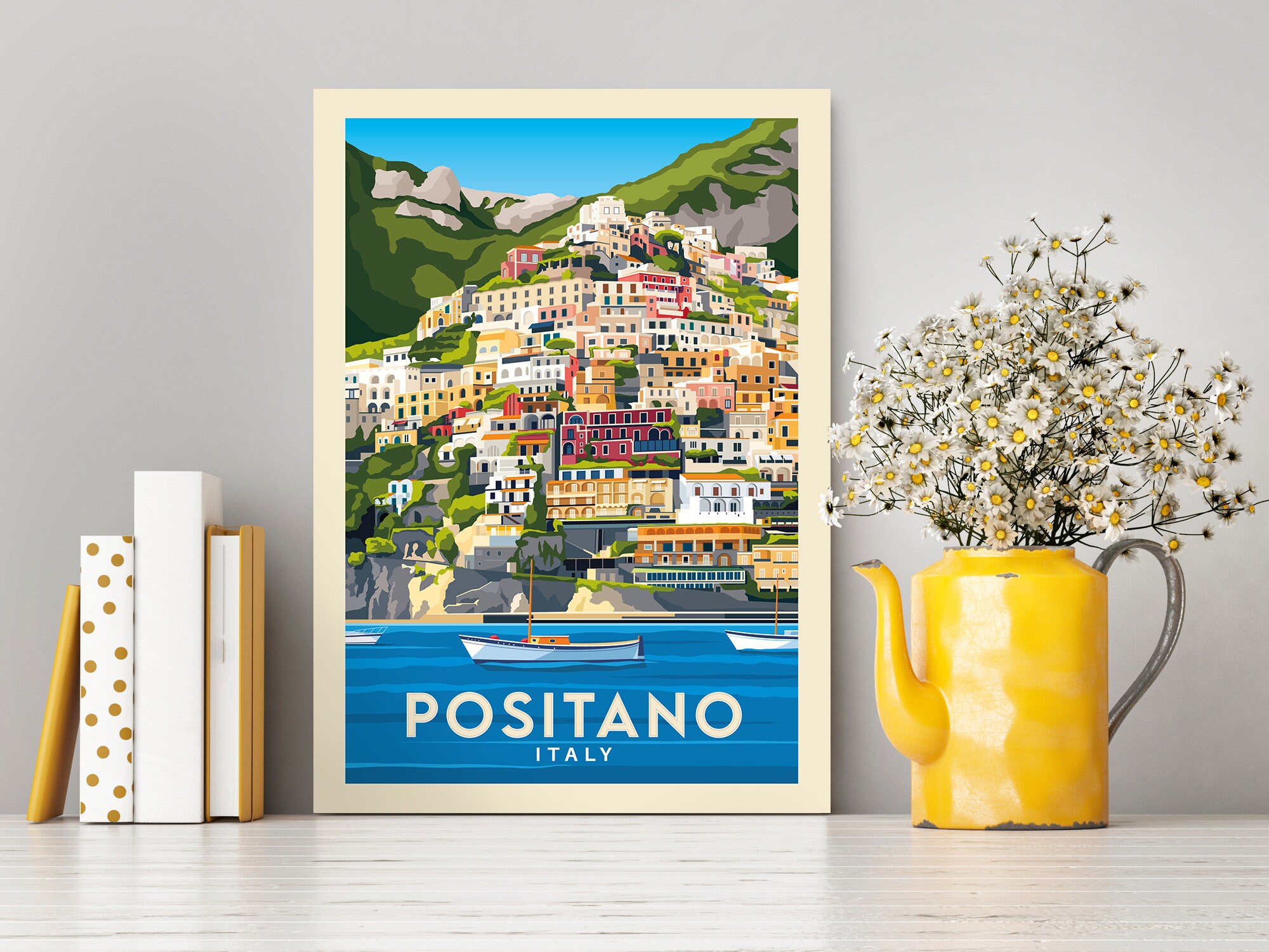 Positano Italy Print / Positano Illustration / Travel Gifts / | Etsy