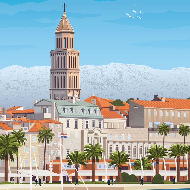 Split Croatia Travel Poster / Split Illustration / Split Print | Etsy