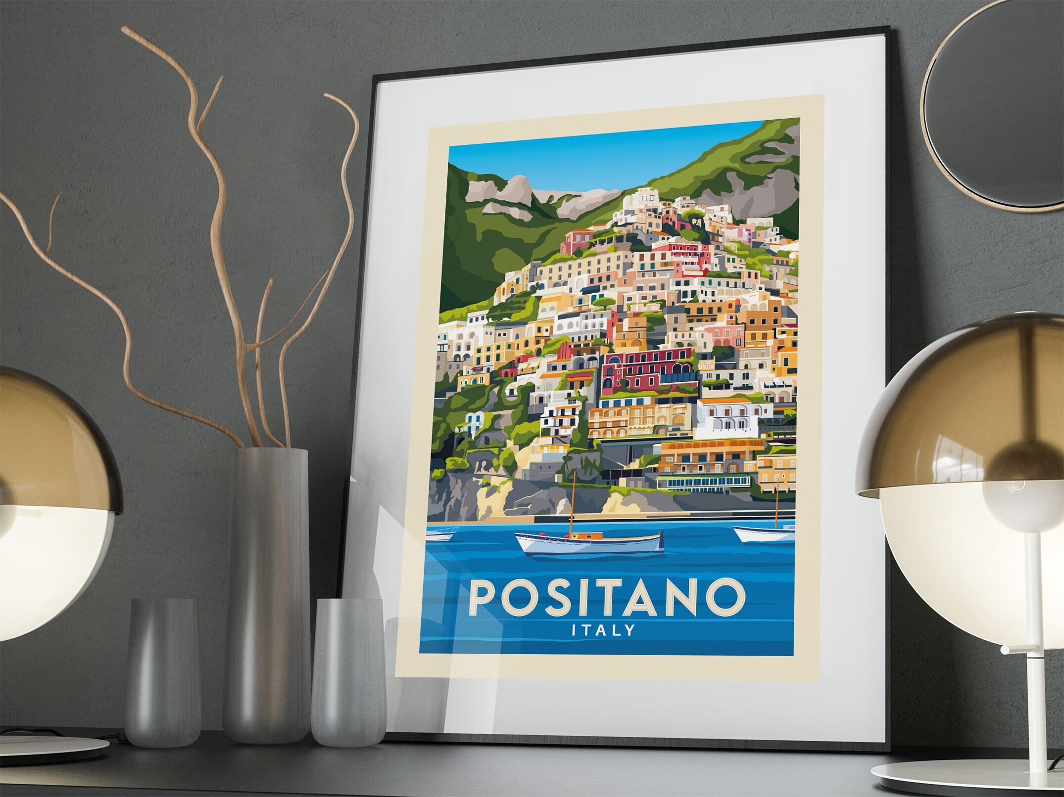 Positano Italy Print / Positano Illustration / Travel Gifts / | Etsy