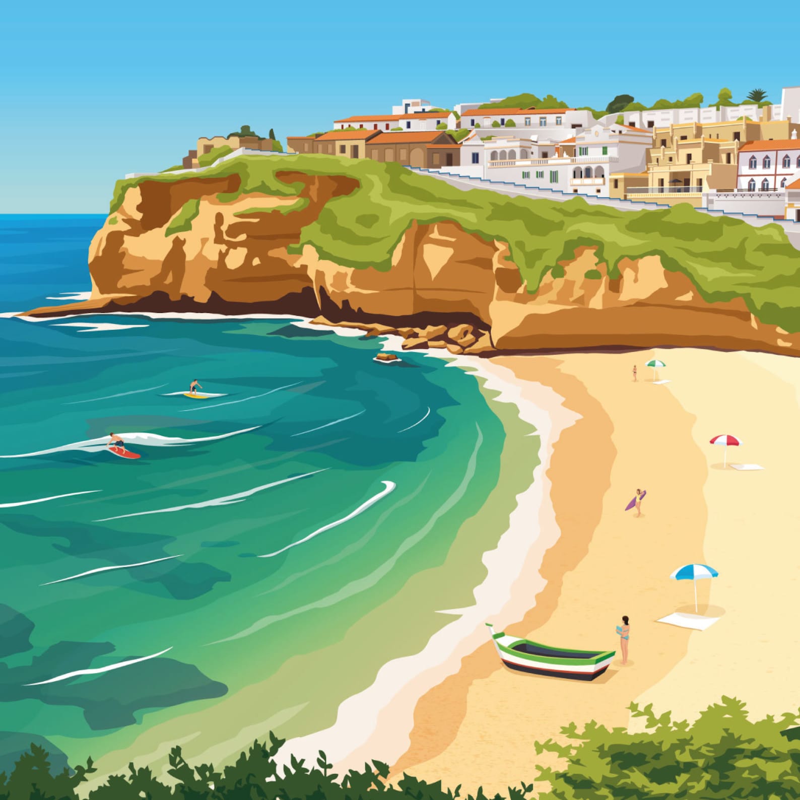 Algarve Portugal City Print / Algarve Travel Poster / Algarve - Etsy