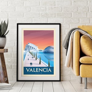 Valencia Spain Red Travel Poster / City of Arts and Sciences / Ciutat ...