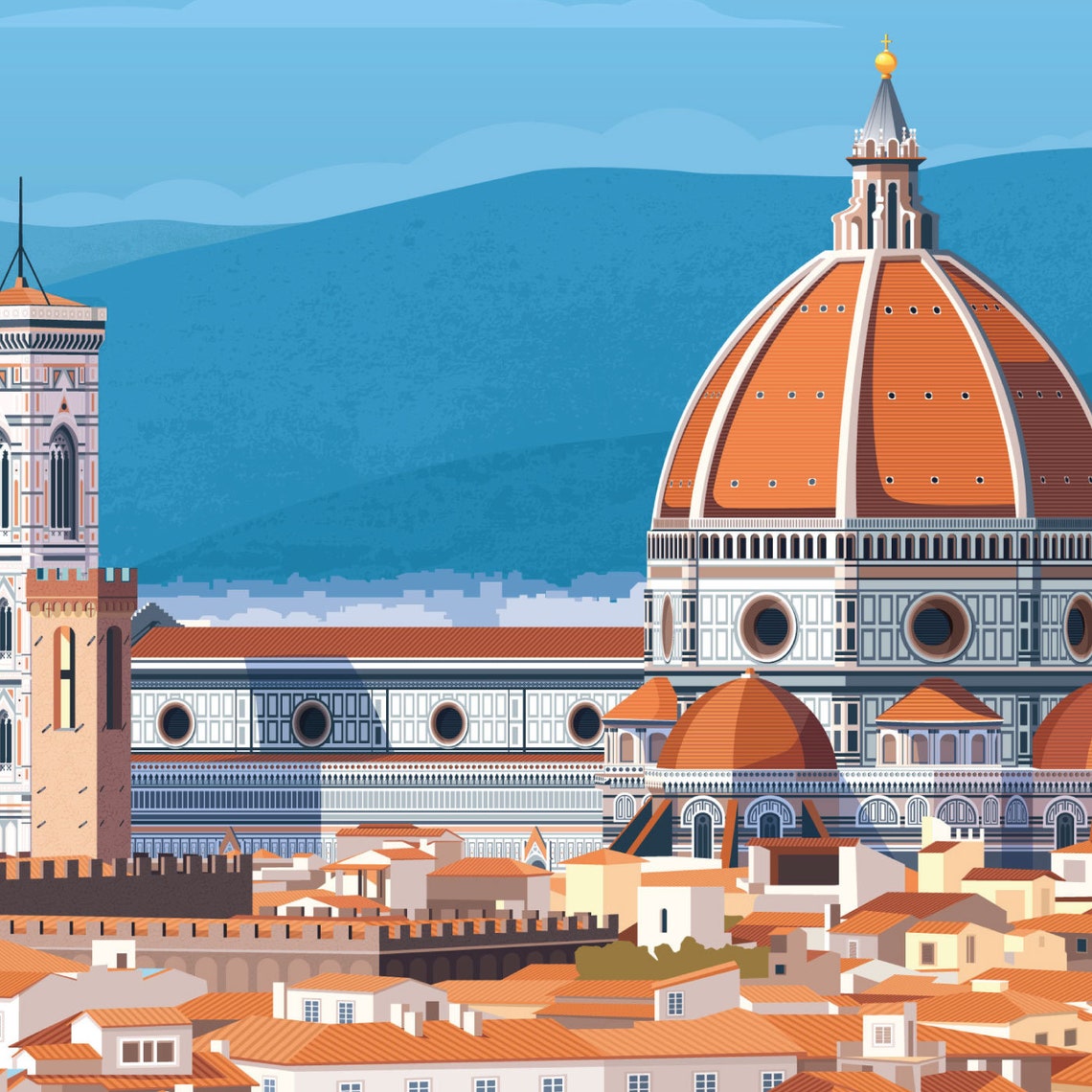 Florence Italy Tuscany Travel Poster / Firenze Città - Etsy