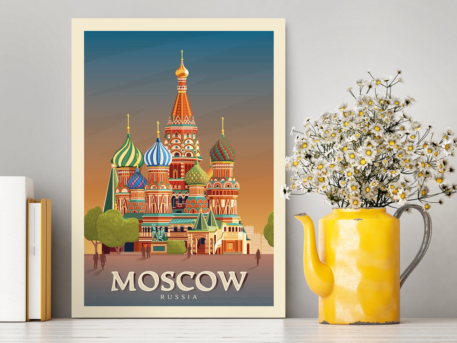 Moscow Russia Travel Poster / Saint Basil's Cathedral Red - Etsy
