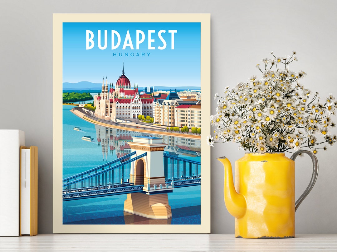 Budapest Hungary Travel Poster / Budapest Parliament Illustration ...