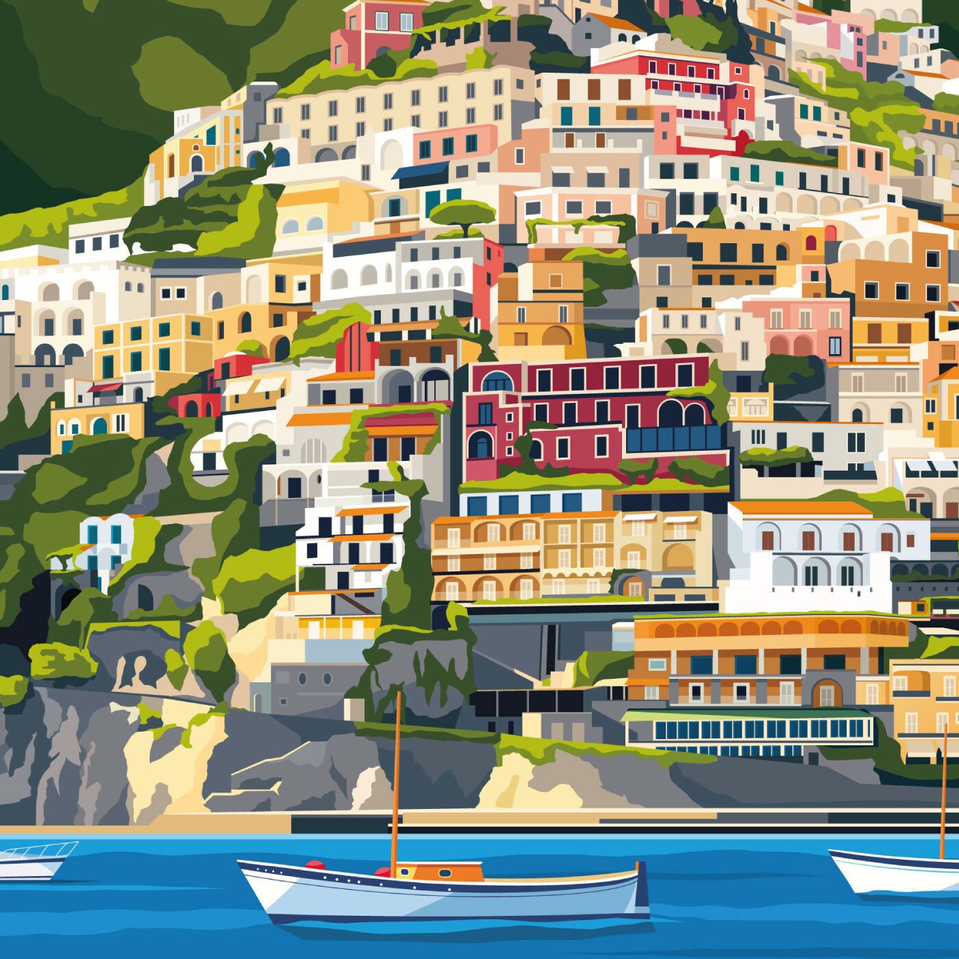 Positano Italy Print / Positano Illustration / Travel Gifts / | Etsy