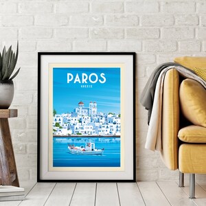 Paros Greece Travel Poster / Paros Illustration / Paros Print / Greece ...