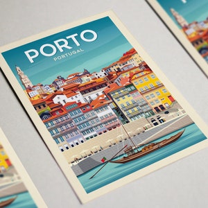 Porto Portugal Travel Poster / Porto Vintage Illustration / Porto Print ...