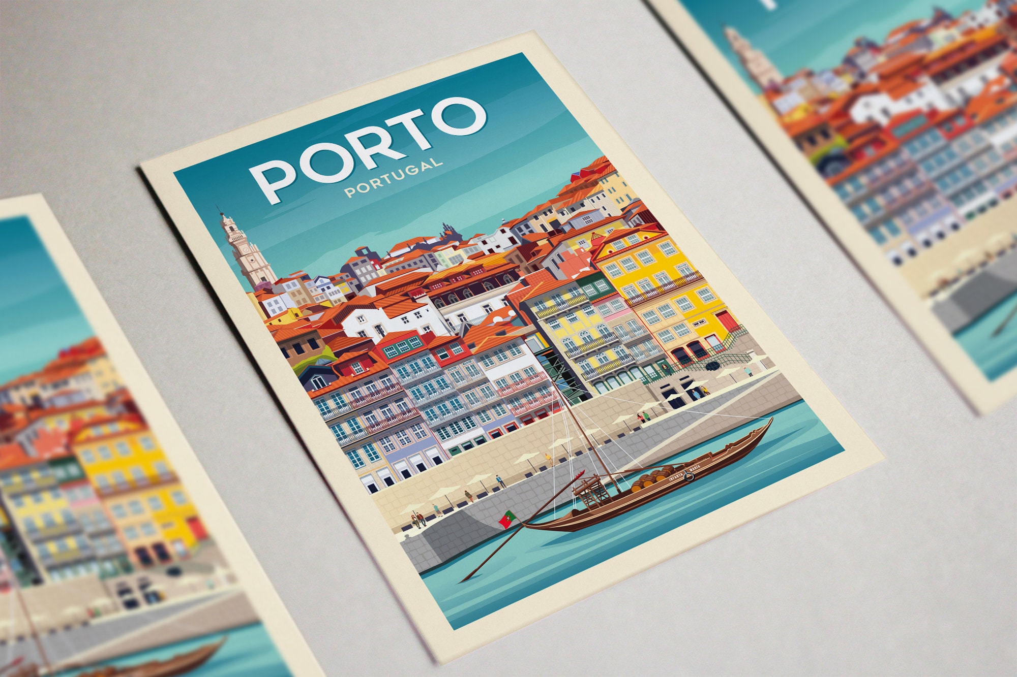 Porto Portugal Travel Poster / Porto Vintage Illustration / - Etsy