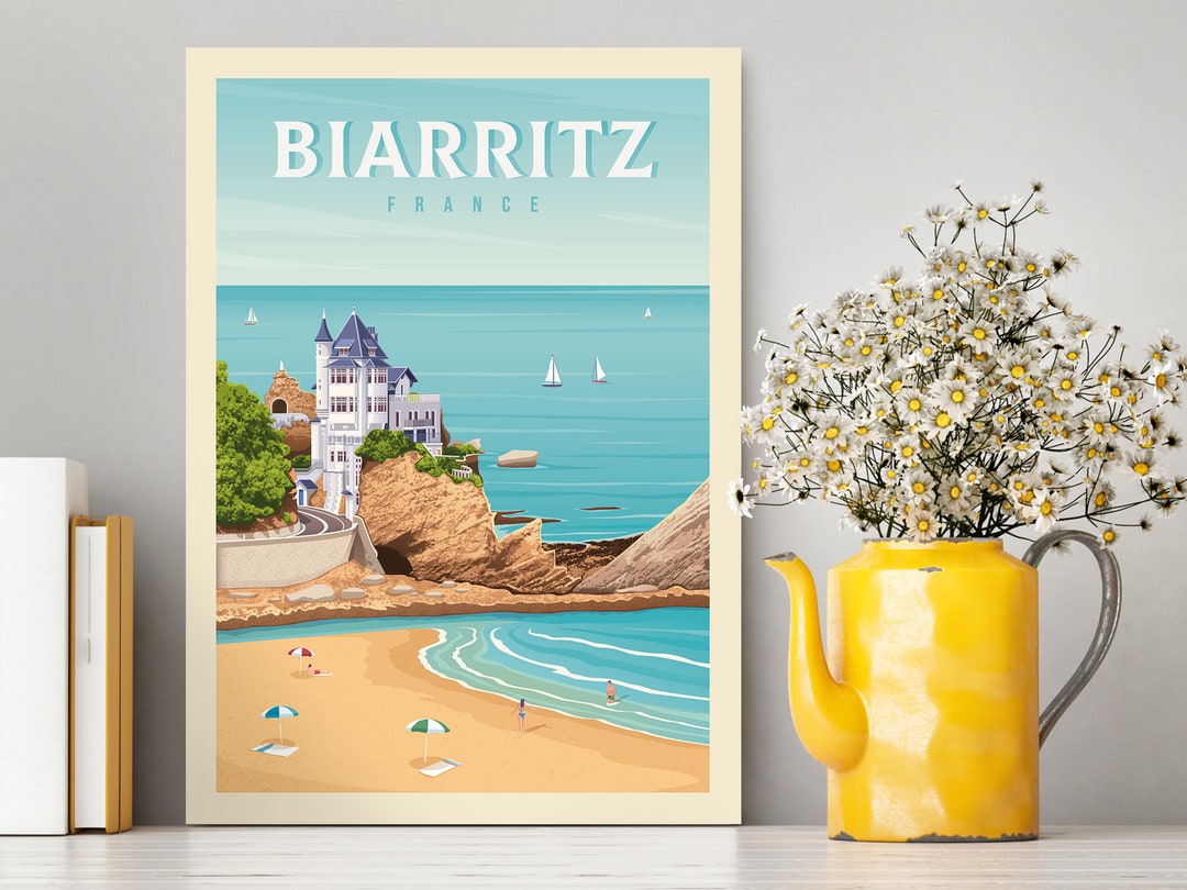 Biarritz France Travel Poster / Biarritz Illustration / Biarritz Print ...
