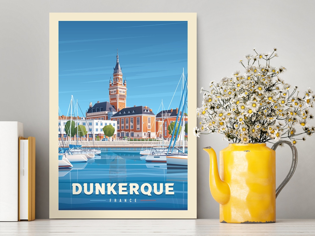 Dunkerque France Normandie Affiche de voyage / Dunkerque Illustration / Dunkerque Print / France ...