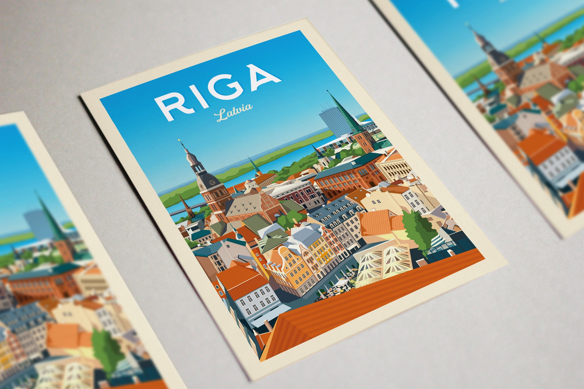 Riga Latvia Travel Poster / Riga Poster / Riga Illustrstion / - Etsy