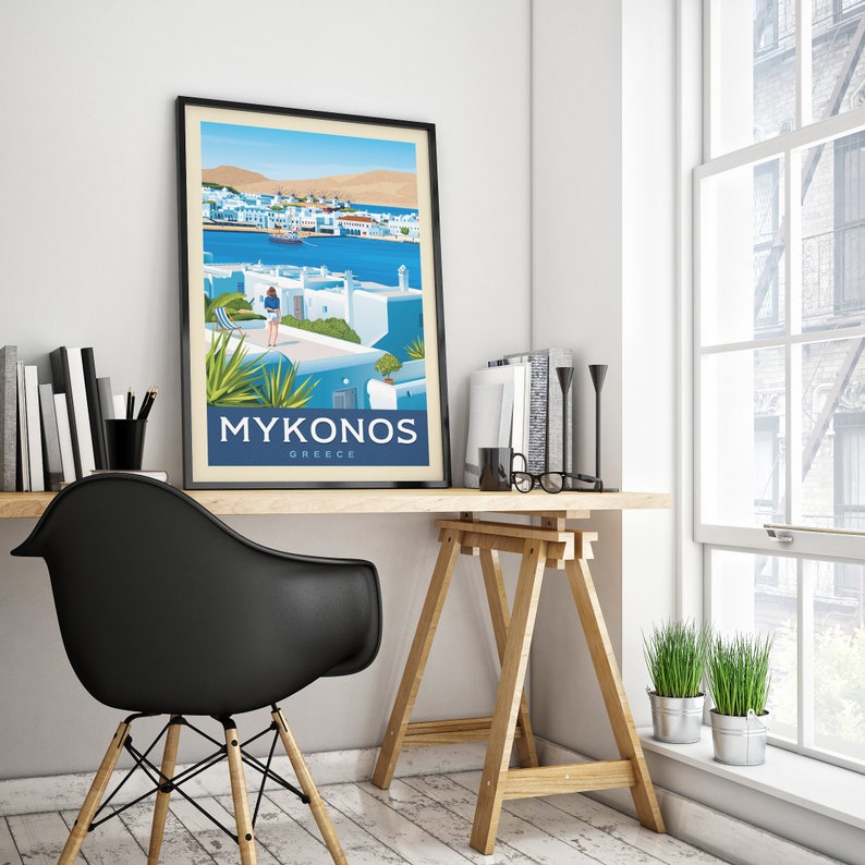 Mykonos Greece Travel Poster / Aegean Sea / Mykonos Travel - Etsy