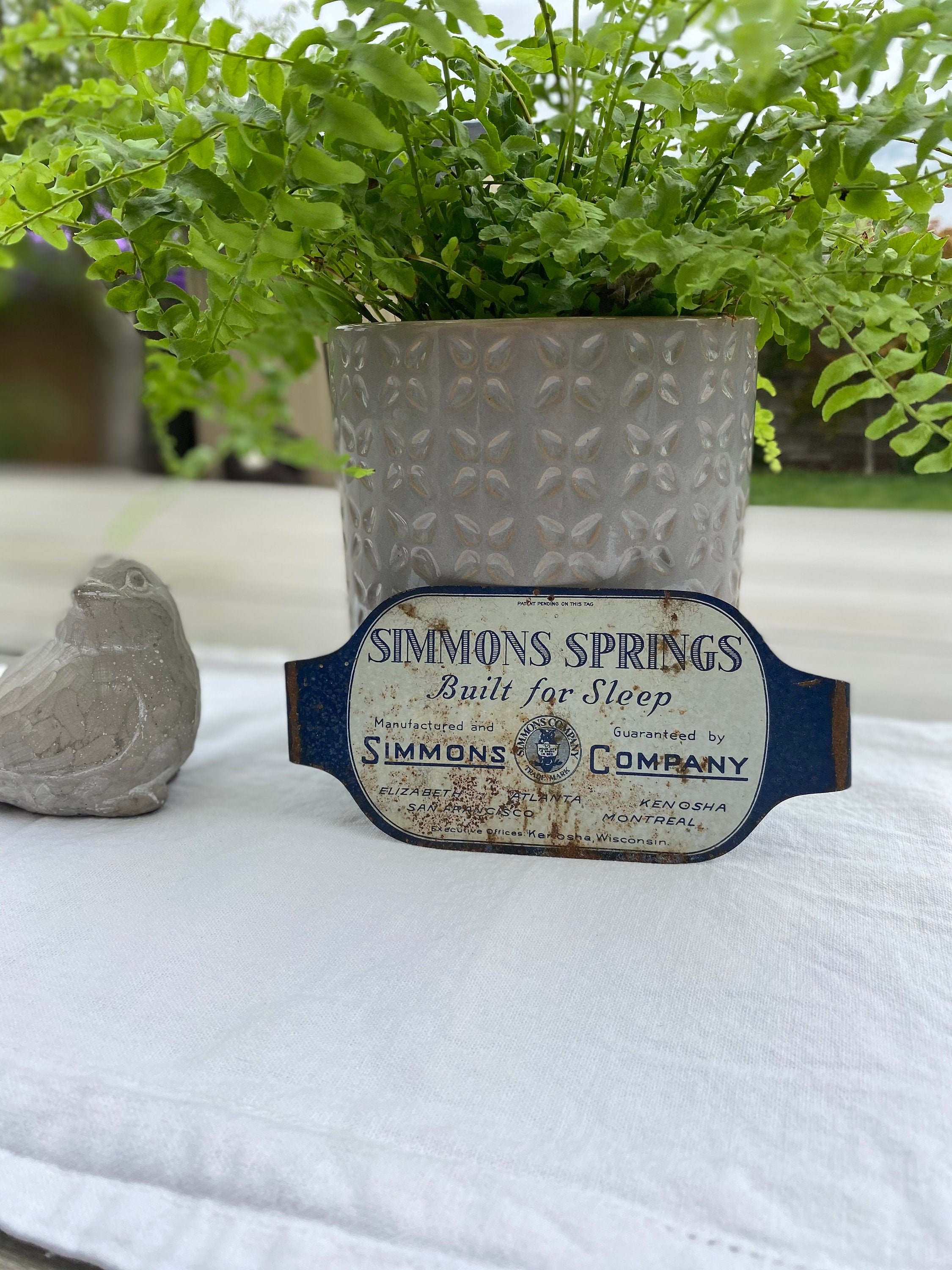 Vintage Simmons Company Mattress Label, Vintage Metal Mattress Label ...