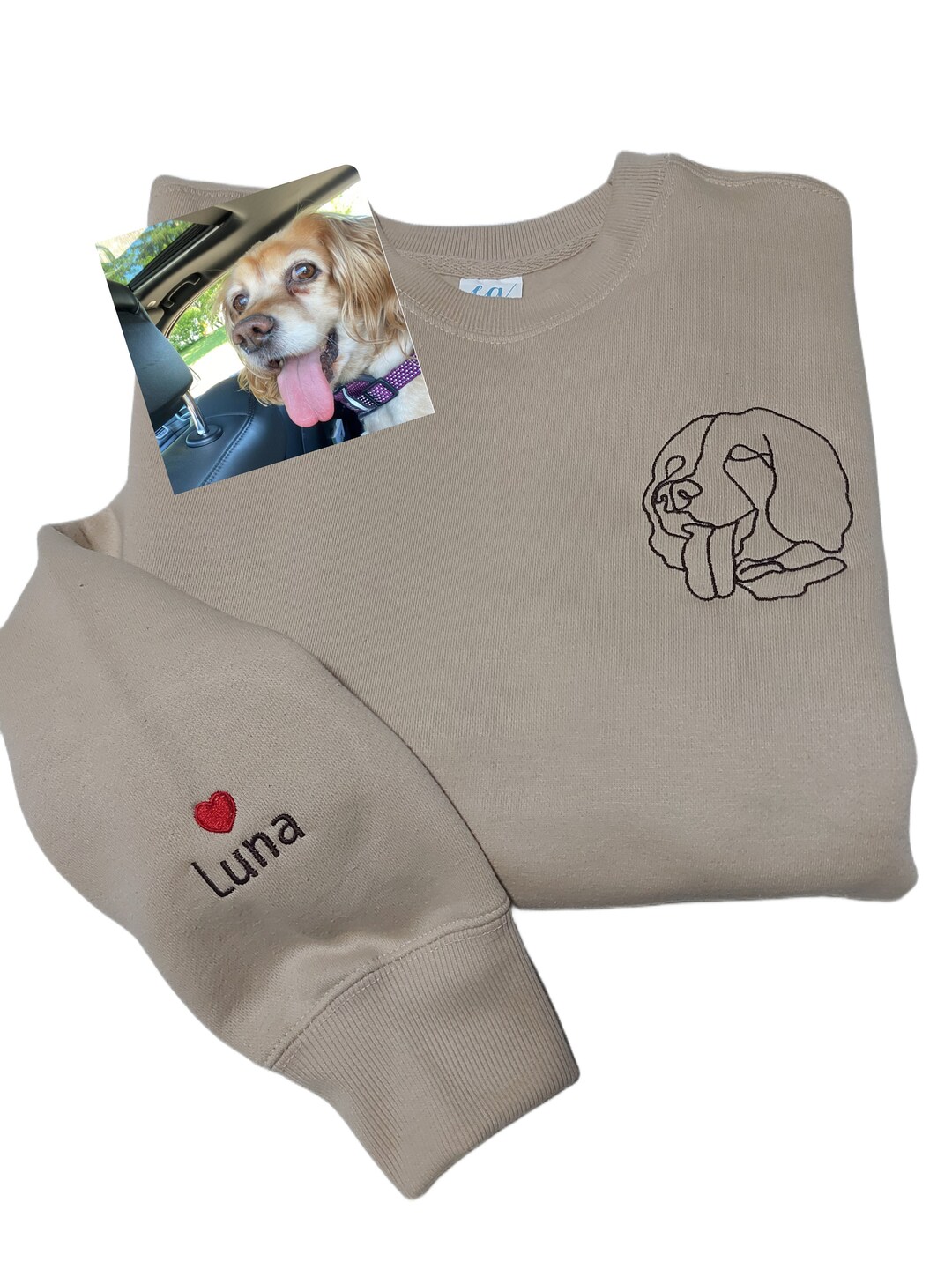 Custom Dog Embroidered Sweatshirt and Hoodies, Dog Photo Outline ...