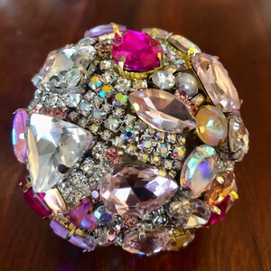 Handmade Pink Rhinestone Round Ornament Made From Vintage Jewelry - Etsy
