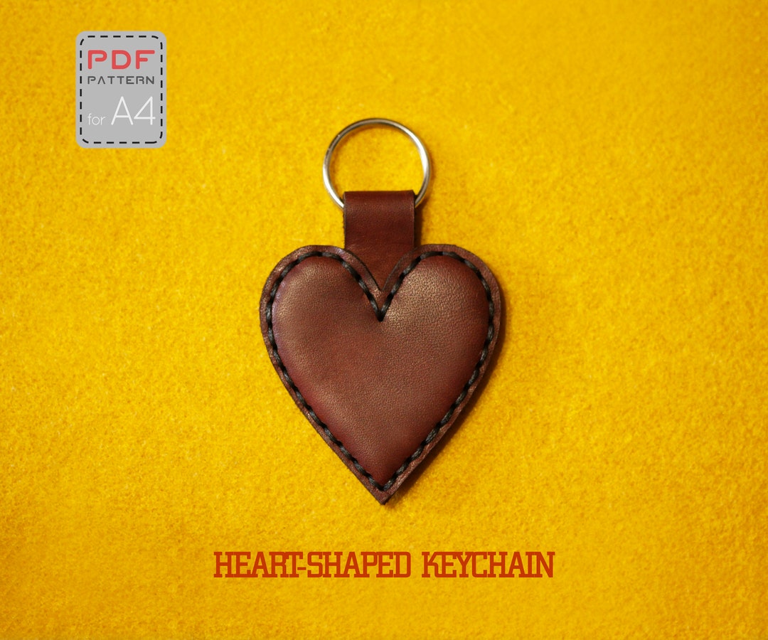 PDF Pattern Leather Heart-shaped Keychain, Keychain Pattern, Keychain ...
