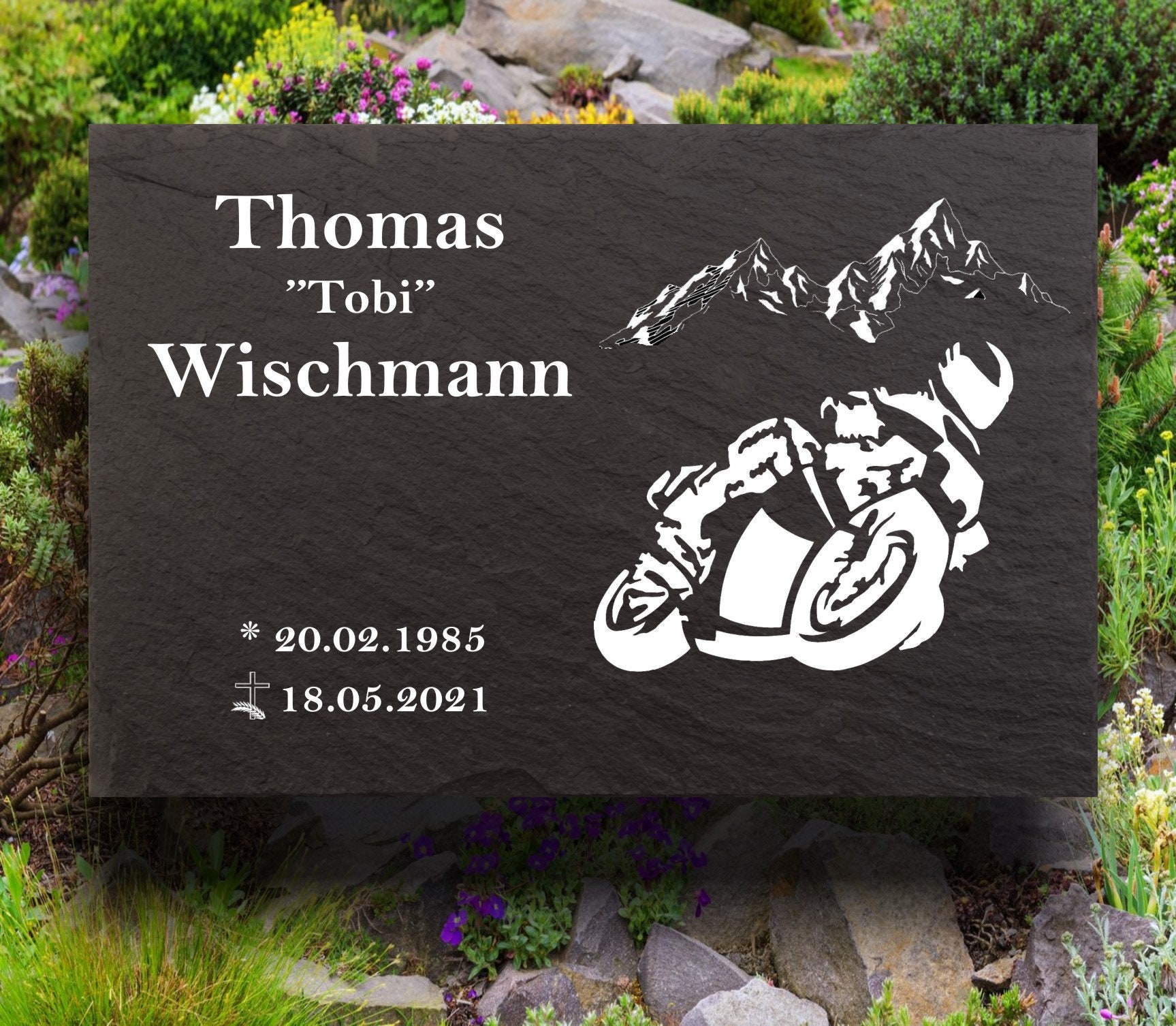 Urnengrabsteine Biker, Grabsteine Motorrad, Gedenktafel aus ...