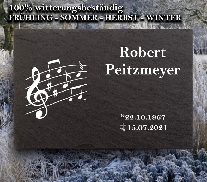 Urn Gravestone With Musical Notes, Gravestones for Urn Graves, Memorial ...