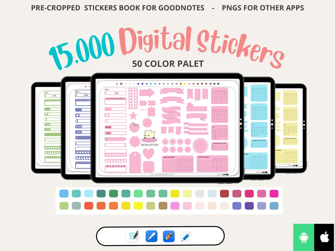 Digital Sticker Book for Goodnotes, Digital Stickers Set, Digital ...