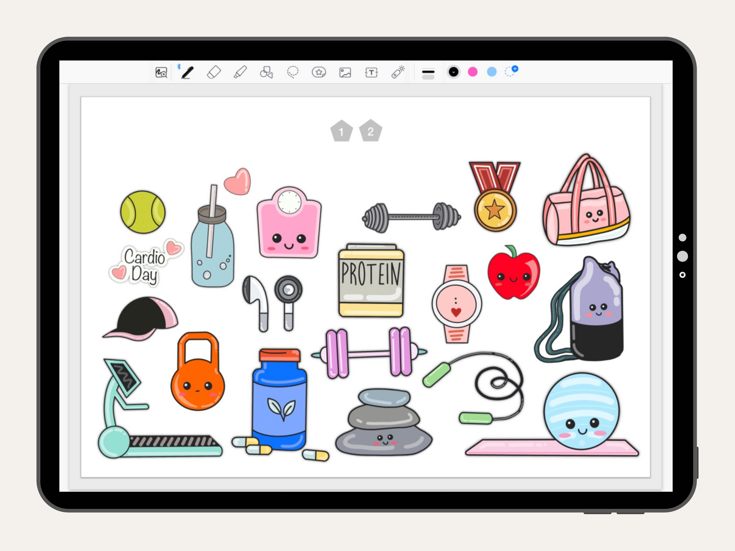 Workout Digital Stickers, Gym Digital Stickers, Fitness Digital ...