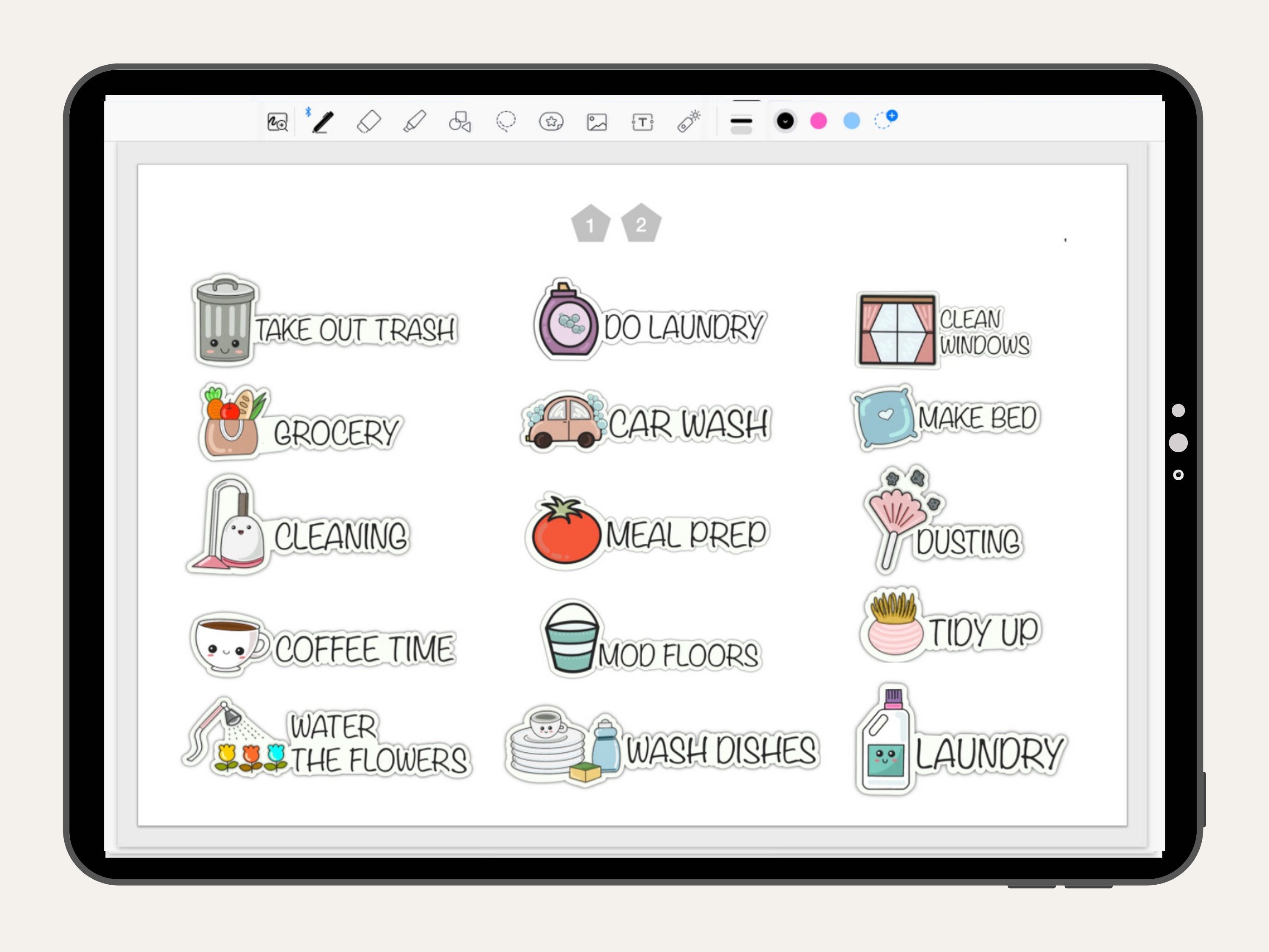 House Chore Goodnotes Stickers, Cute Household Chores Digital Planner ...