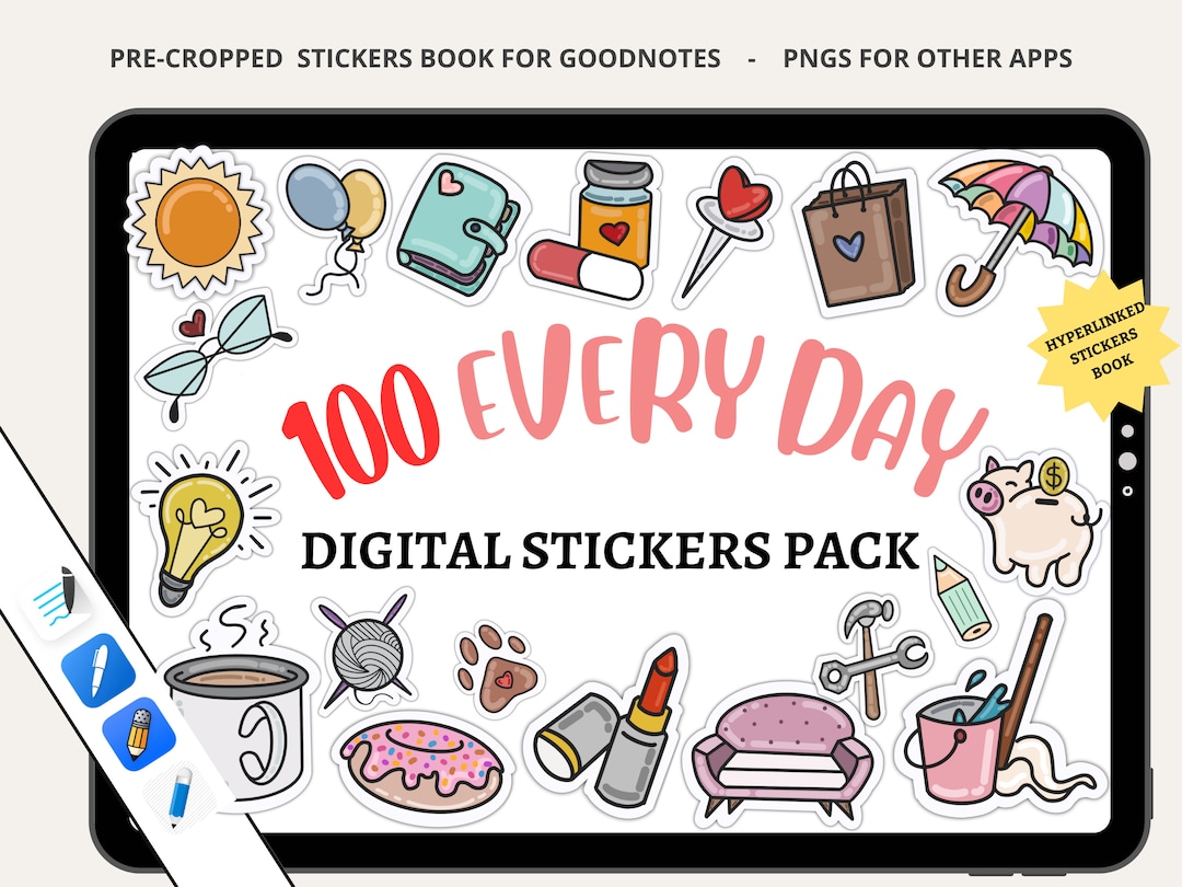 Everyday Icons Digital Stickers, Daily Icon Goodnotes Stickers ...