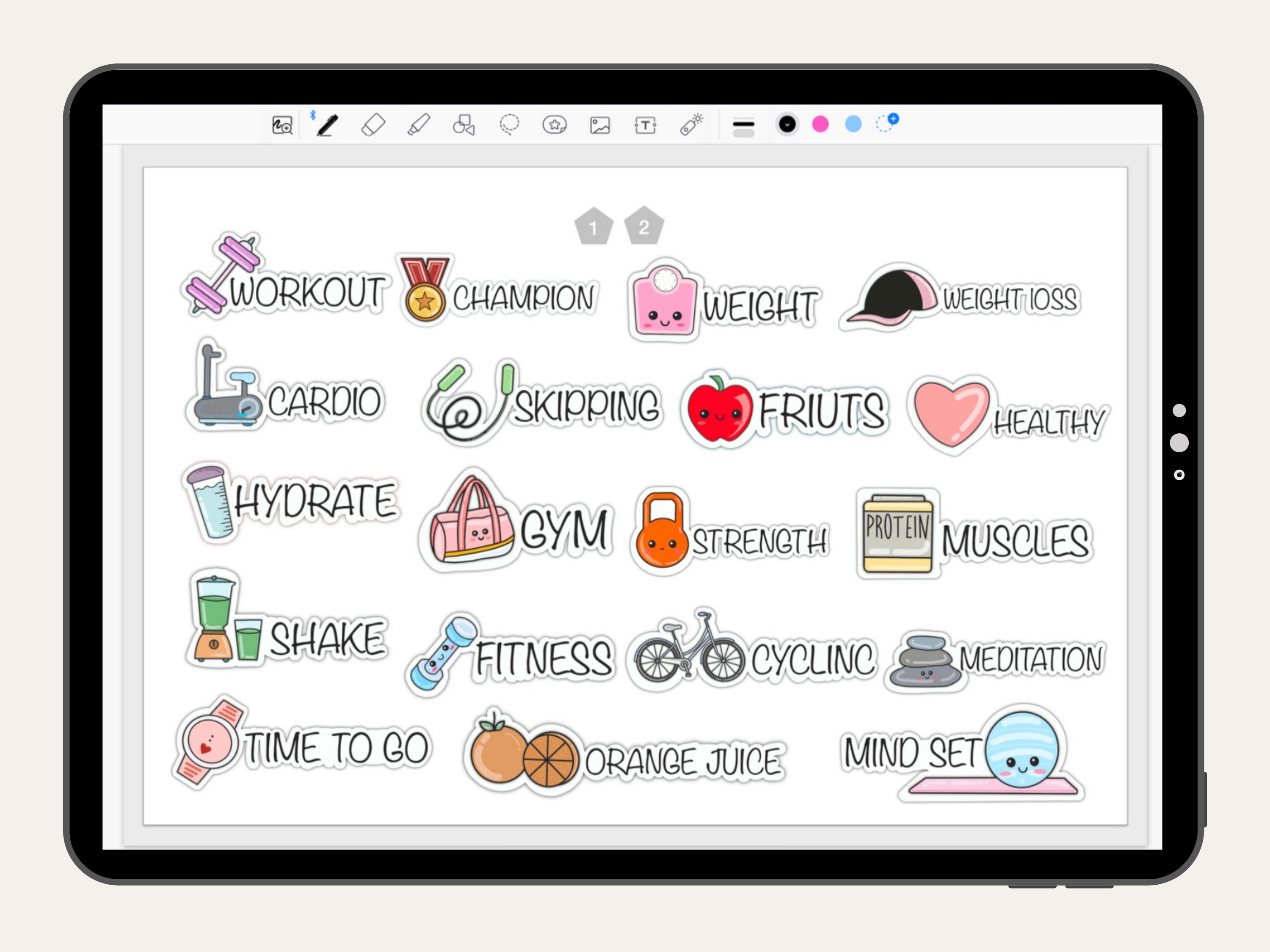 Workout Digital Stickers, Gym Digital Stickers, Fitness Digital ...