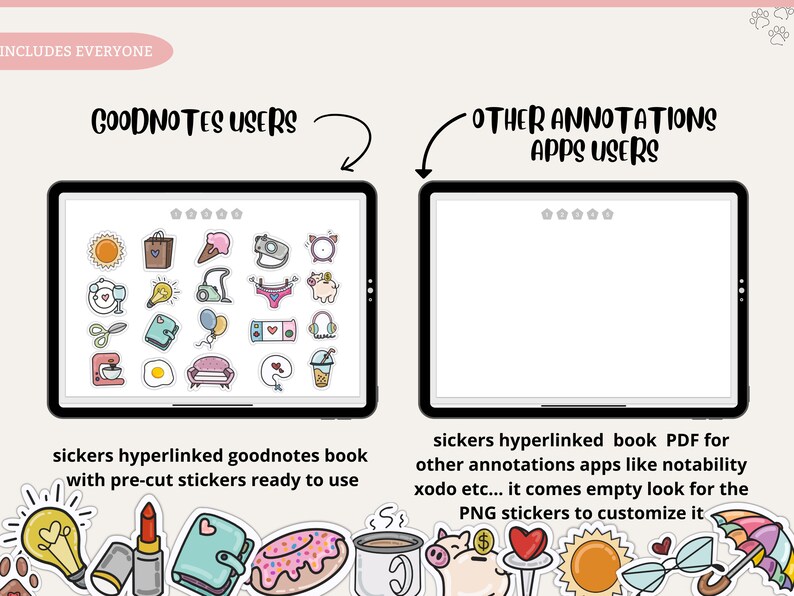 Everyday Icons Digital Stickers, Daily Icon Goodnotes Stickers ...