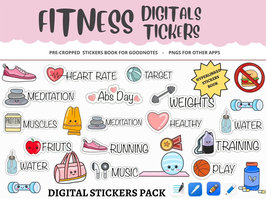 Workout Digital Stickers, Gym Digital Stickers, Fitness Digital ...