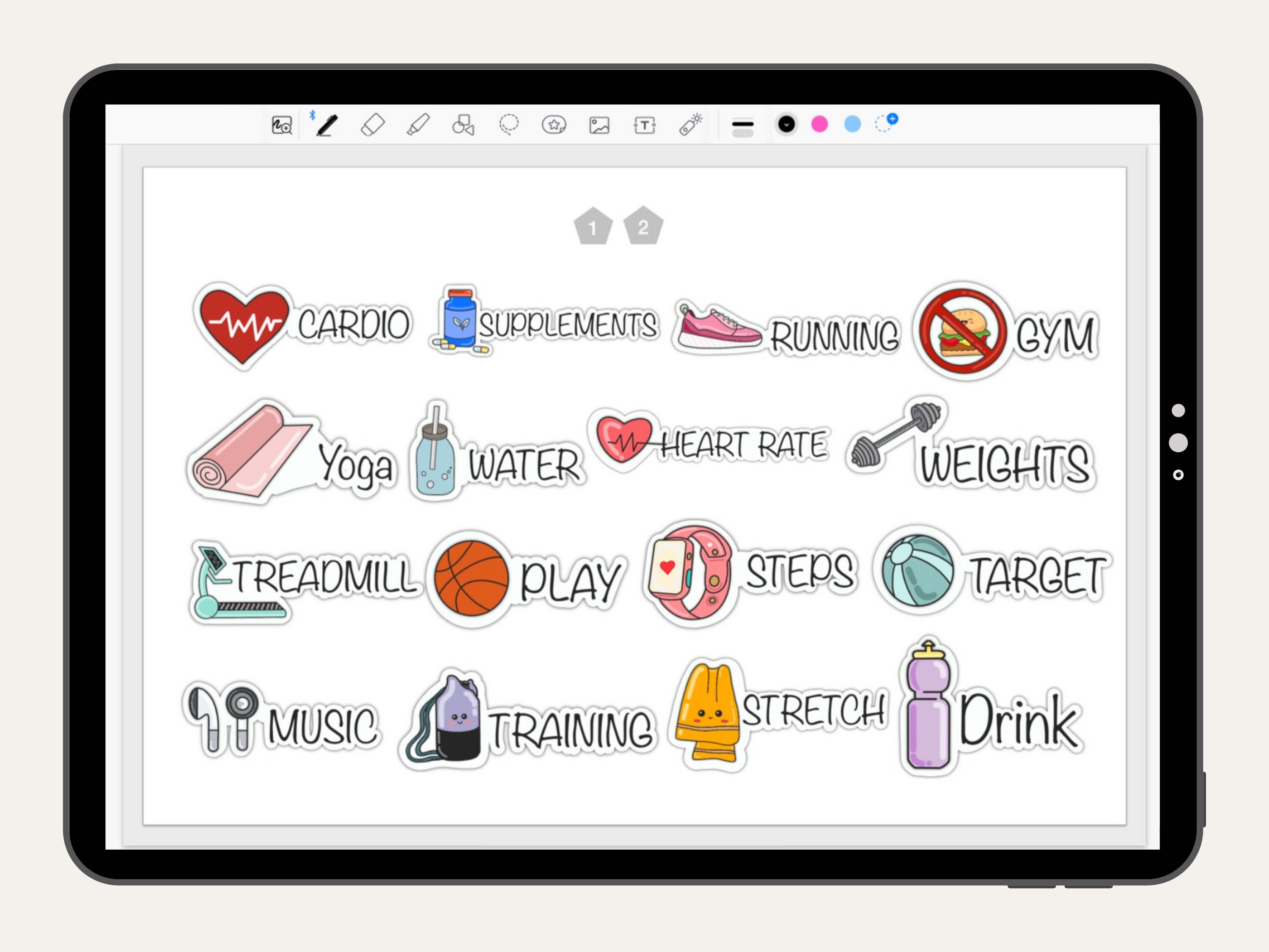 Workout Digital Stickers, Gym Digital Stickers, Fitness Digital ...