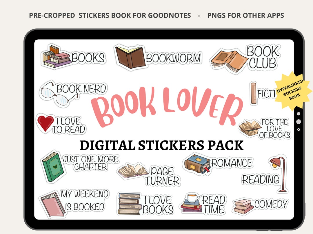 Books Digital Stickers for Goodnotes, Reading Digital Stickers, Book ...