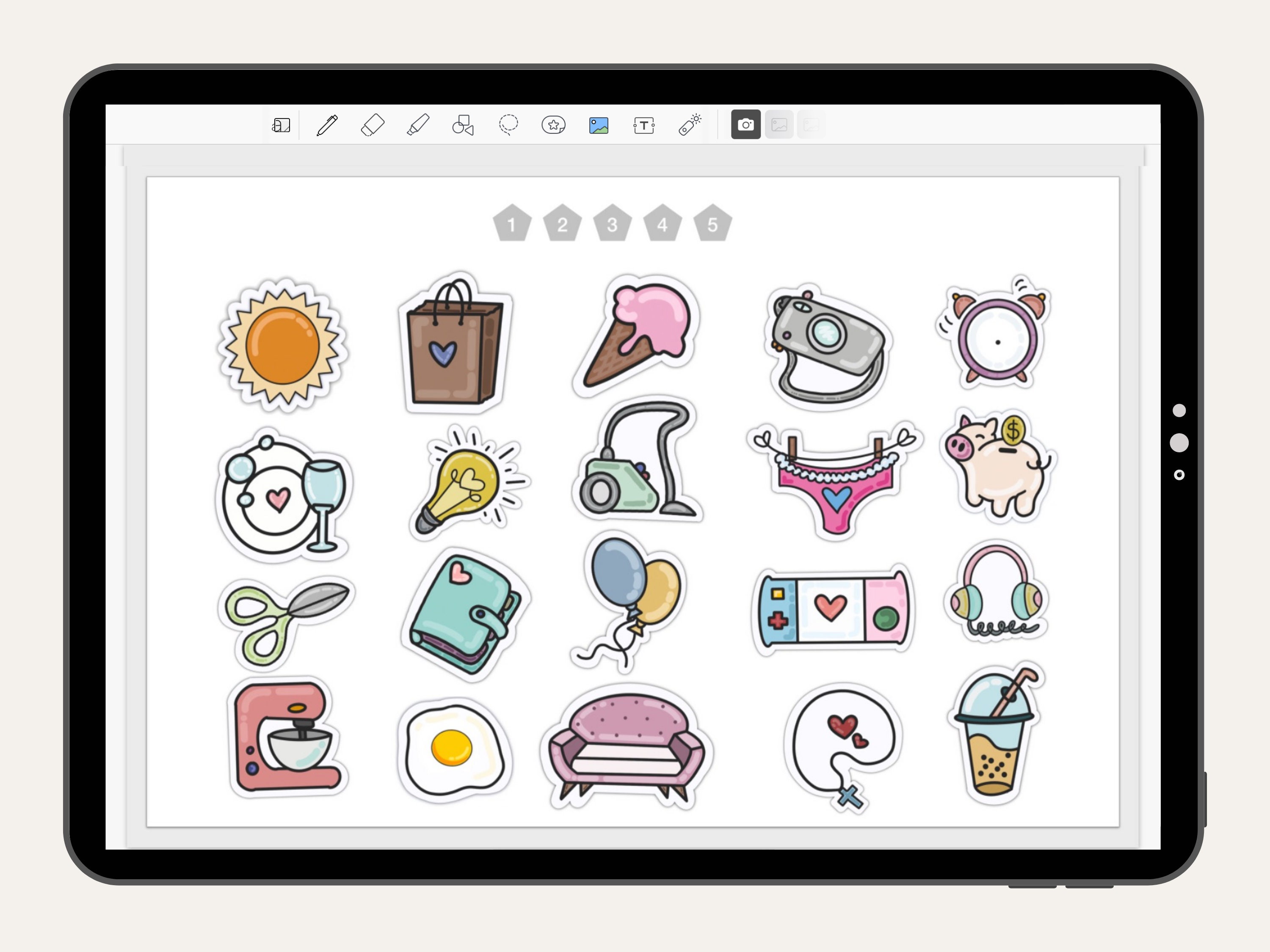 Everyday Icons Digital Stickers, Daily Icon Goodnotes Stickers ...
