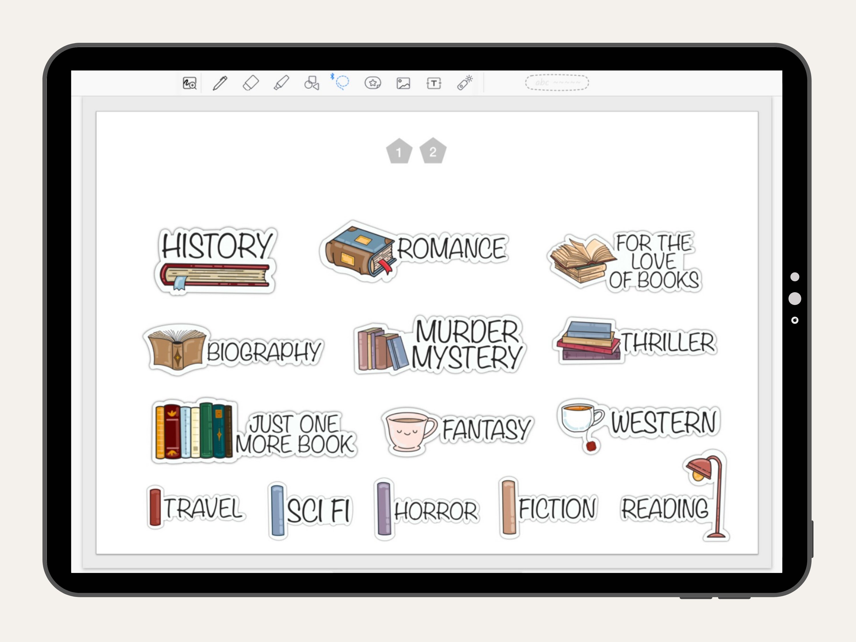 Books Digital Stickers for Goodnotes, Reading Digital Stickers, Book ...