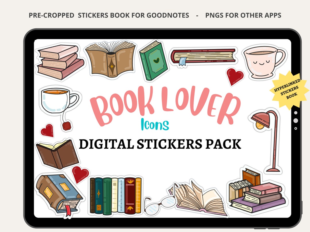 Reading Digital Stickers, Book Lover Digital Stickers for Goodnotes ...