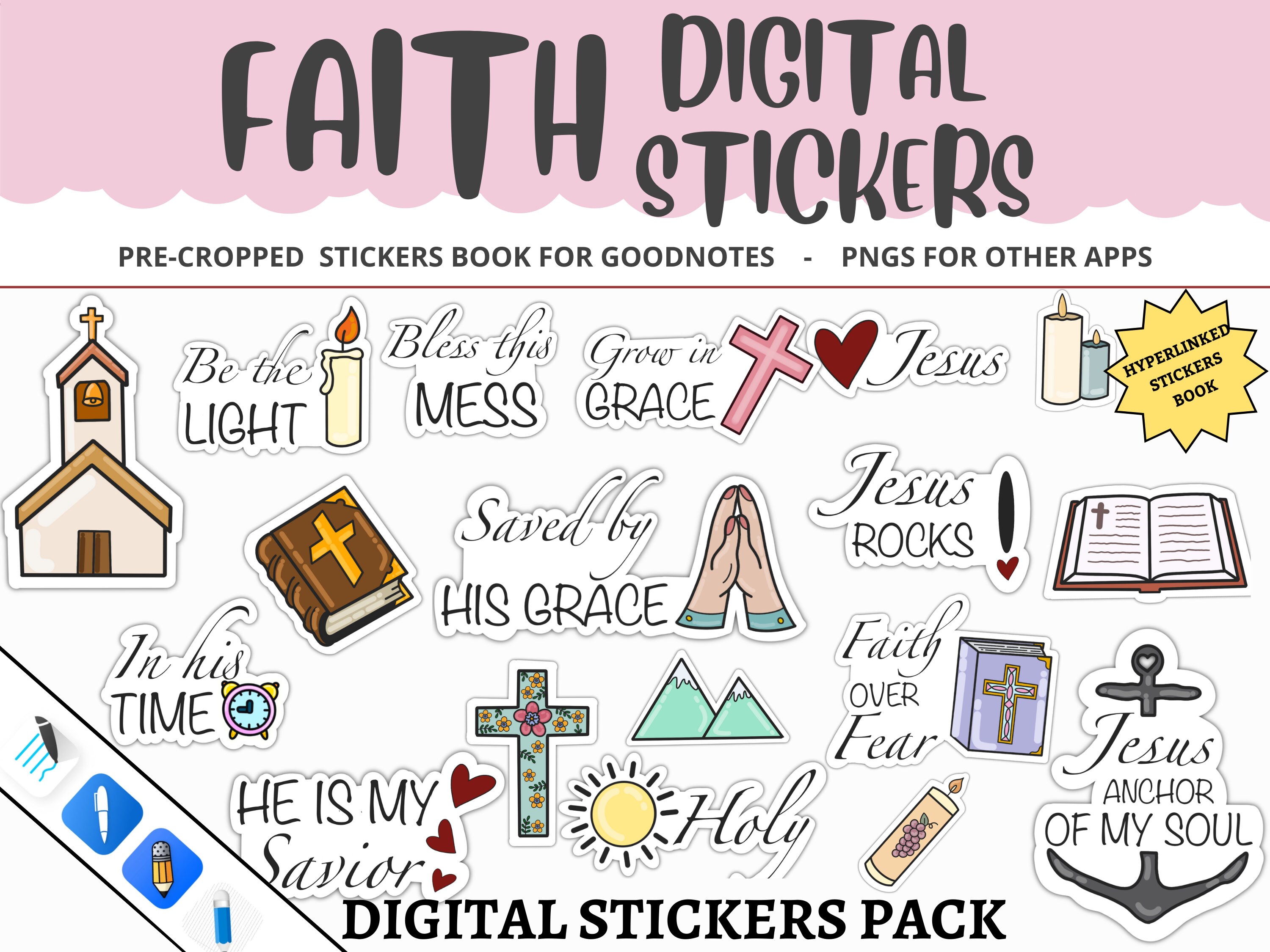 Bible Journaling Sticker Goodnotes, Digital Faith Icons, Faith Quotes ...