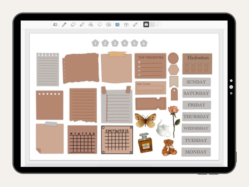 Essential Goodnote Stickers, Paper Digital Planner Stickers, Everyday ...