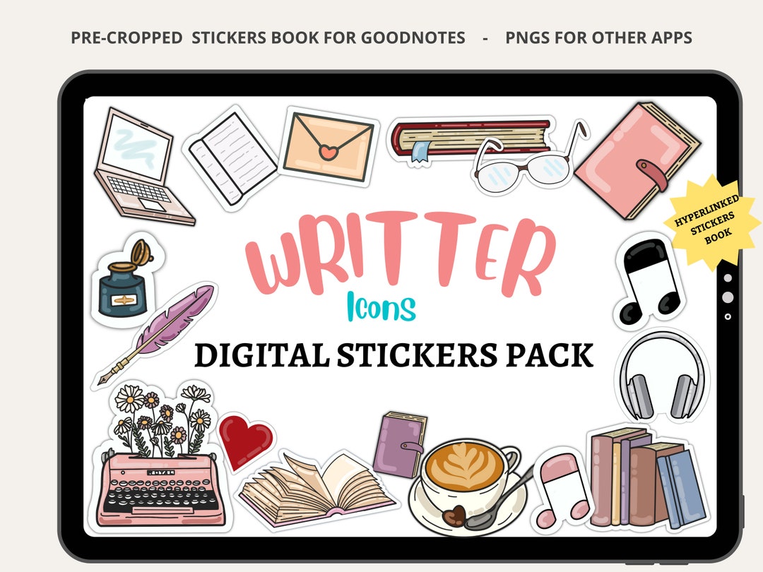 WRITERS Digital Stickers for Goodnotes, Book Lovers Digital Stickers ...