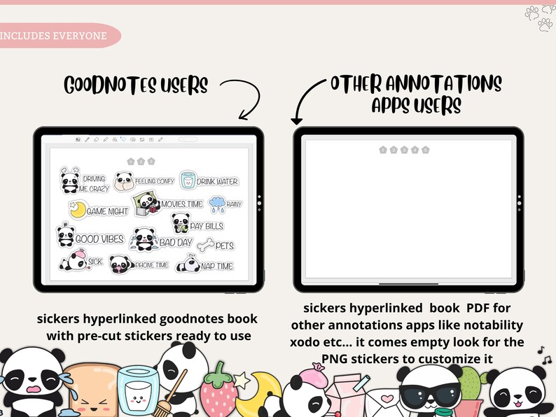 Everyday Digital Stickers Cute Digital Sticker Bundle Kawaii Digital ...