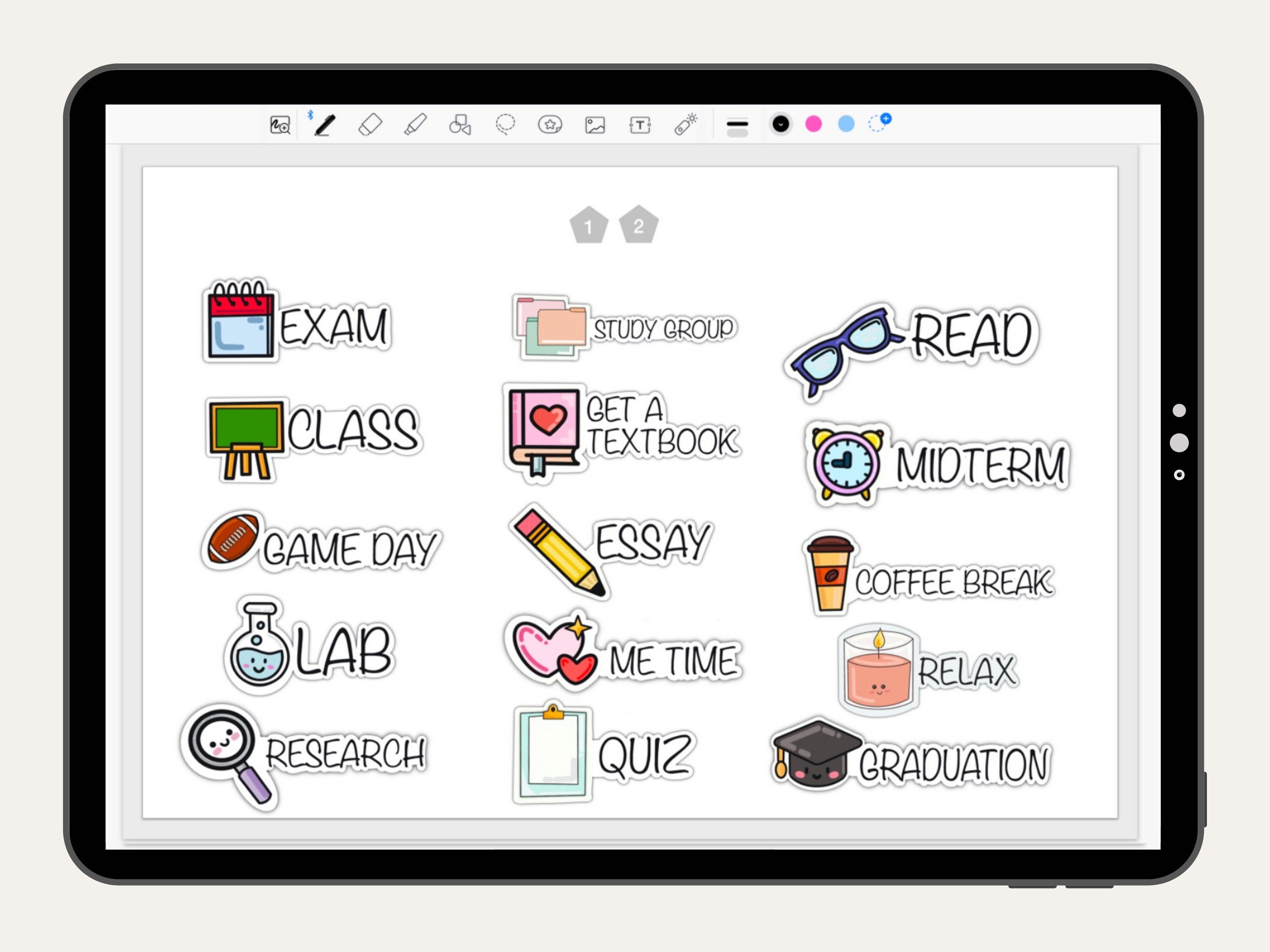 Student Digital Stickers for Goodnotes, School Digital Stickers ...