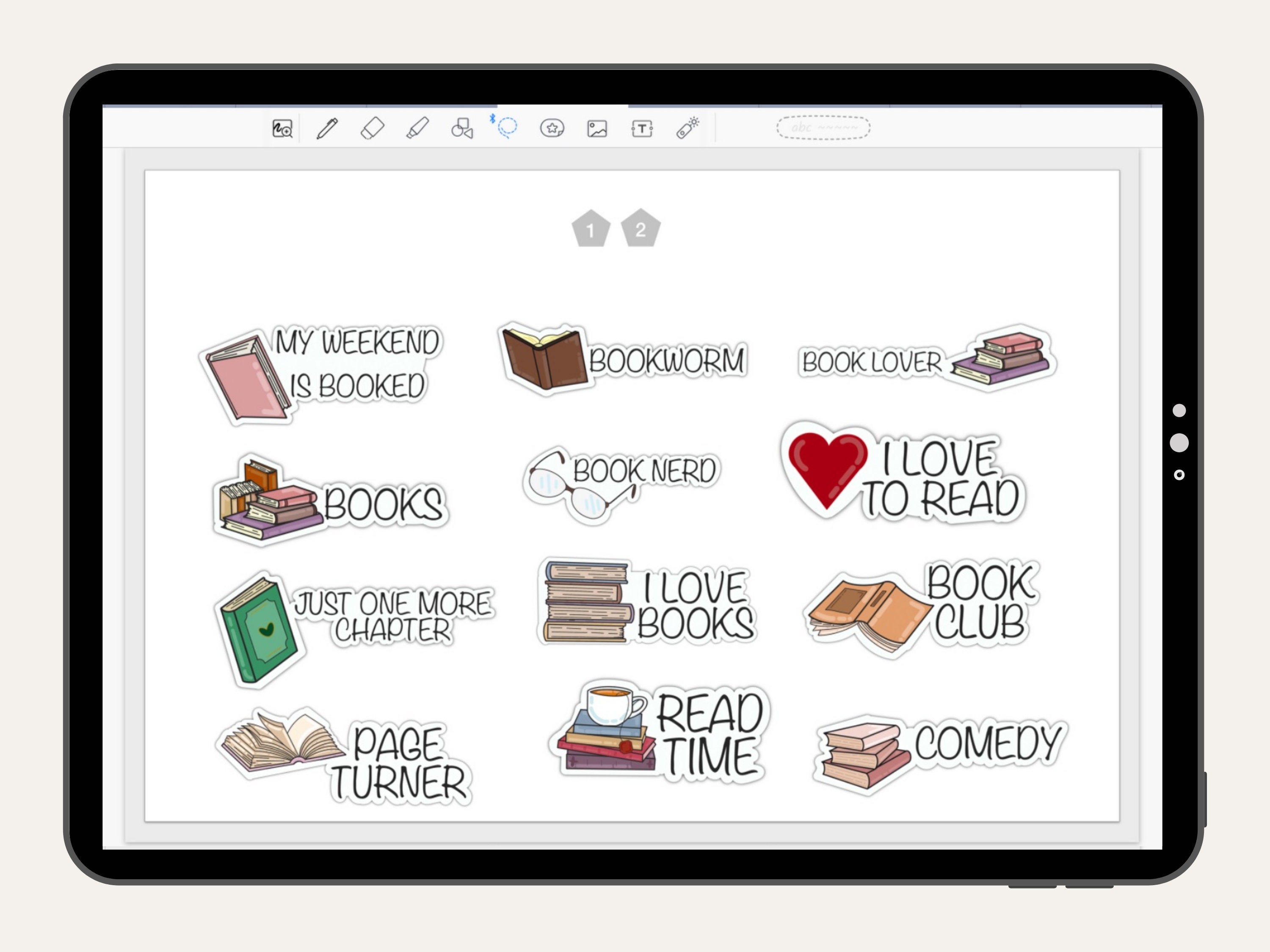 Books Digital Stickers for Goodnotes, Reading Digital Stickers, Book ...